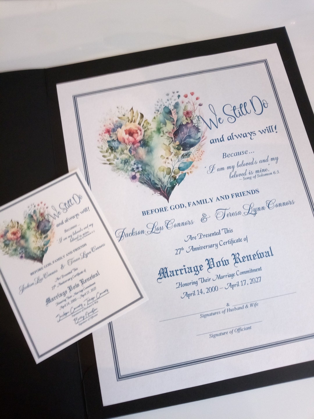 Beloved Are We Marriage Vow Renewal Certificate 8.5x11/optional Cert ...