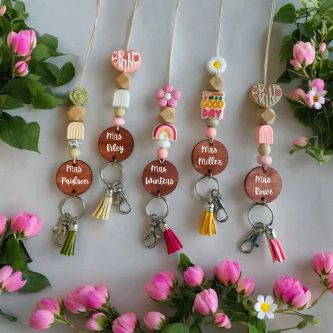 Boho Groovy Spring Landyards-personalized Lanyards for Badge-teacher ...