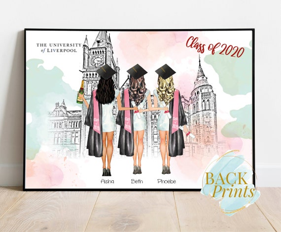 Best Friends Graduation University Print Girlfriends Gift - Etsy