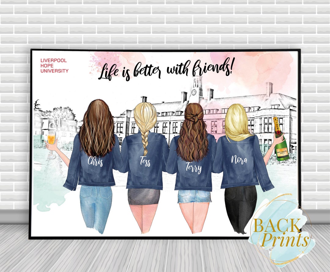 Best Friends Gift, 4 Best Friend Print, Friendship Print, Custom ...
