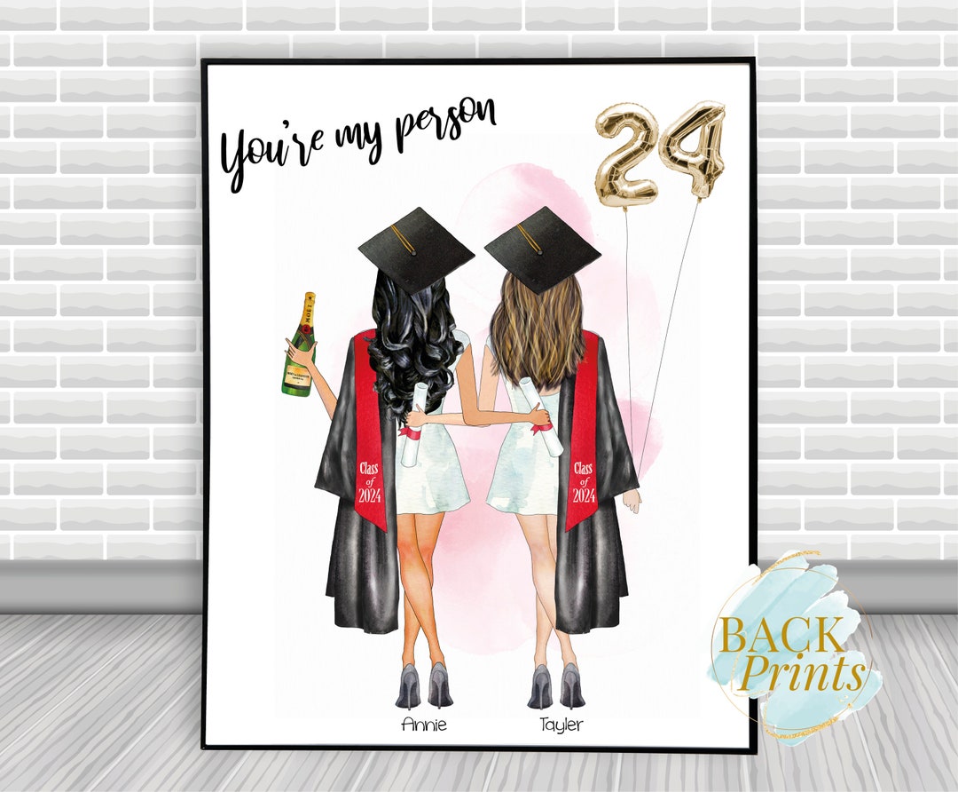 Best Friends Graduation Print, Roommates Graduation Gift, Personalized ...