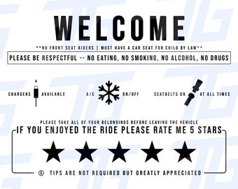 Custom Name Rideshare Printable Tip Sign for Uber or Lyft - Etsy