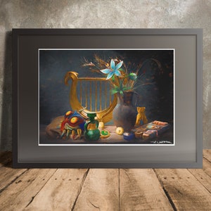 Art Print of Legendary Loz Items on Still Life, SNES Game Poster ...
