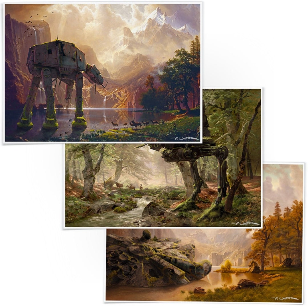 3x Art Print Bundle AT-ST ATAT Walker & Falcon in Landscape - Etsy