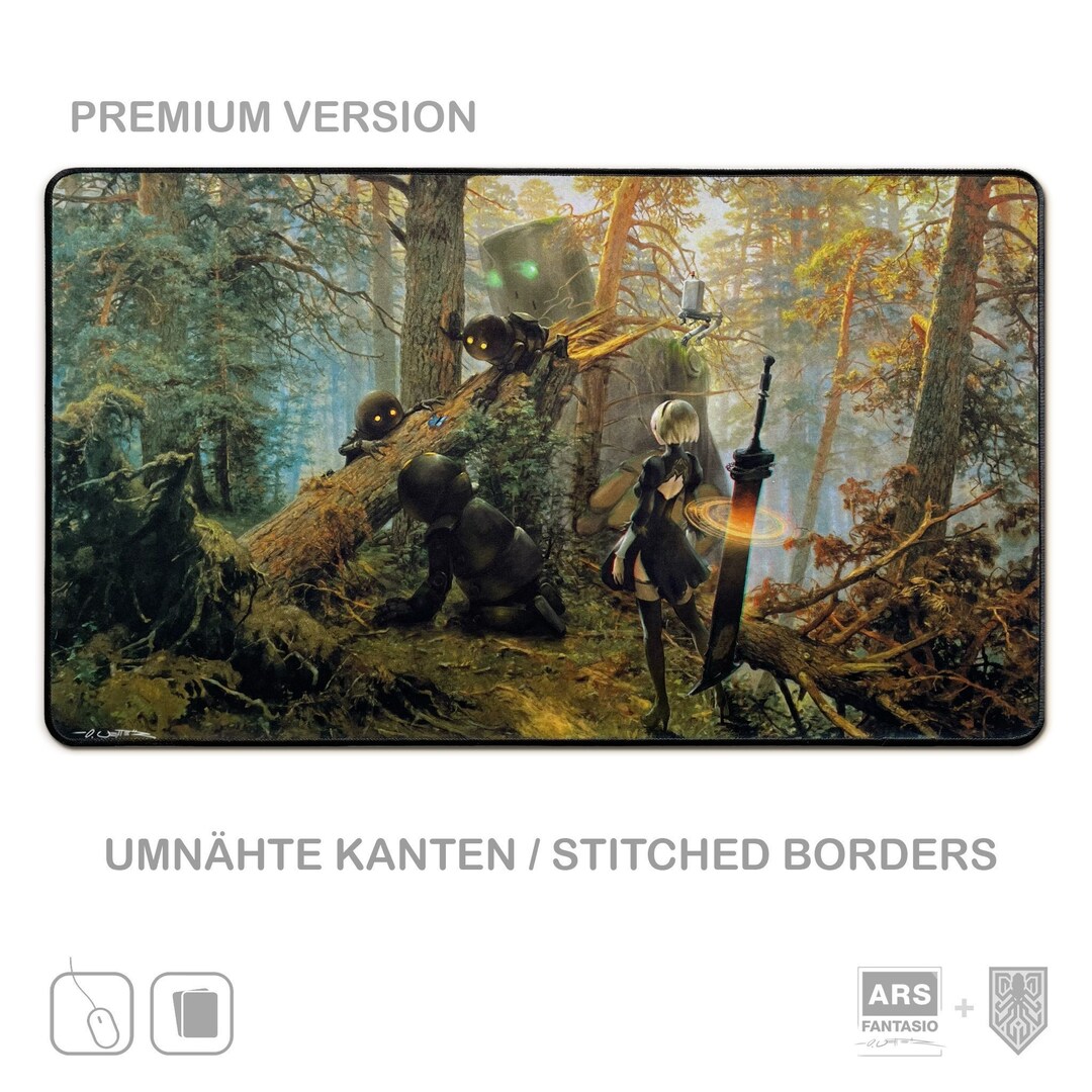 Stitched Playmat Robots Playing in a Pineforest, TCG Mat, XL Mousepad ...