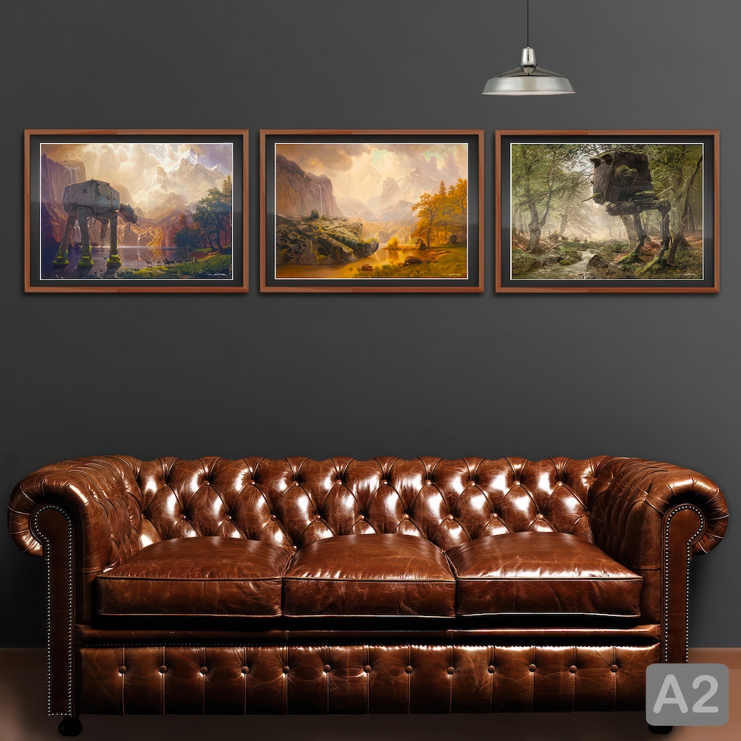 3x Art Print Bundle AT-ST ATAT Walker & Falcon in Landscape Printed ...