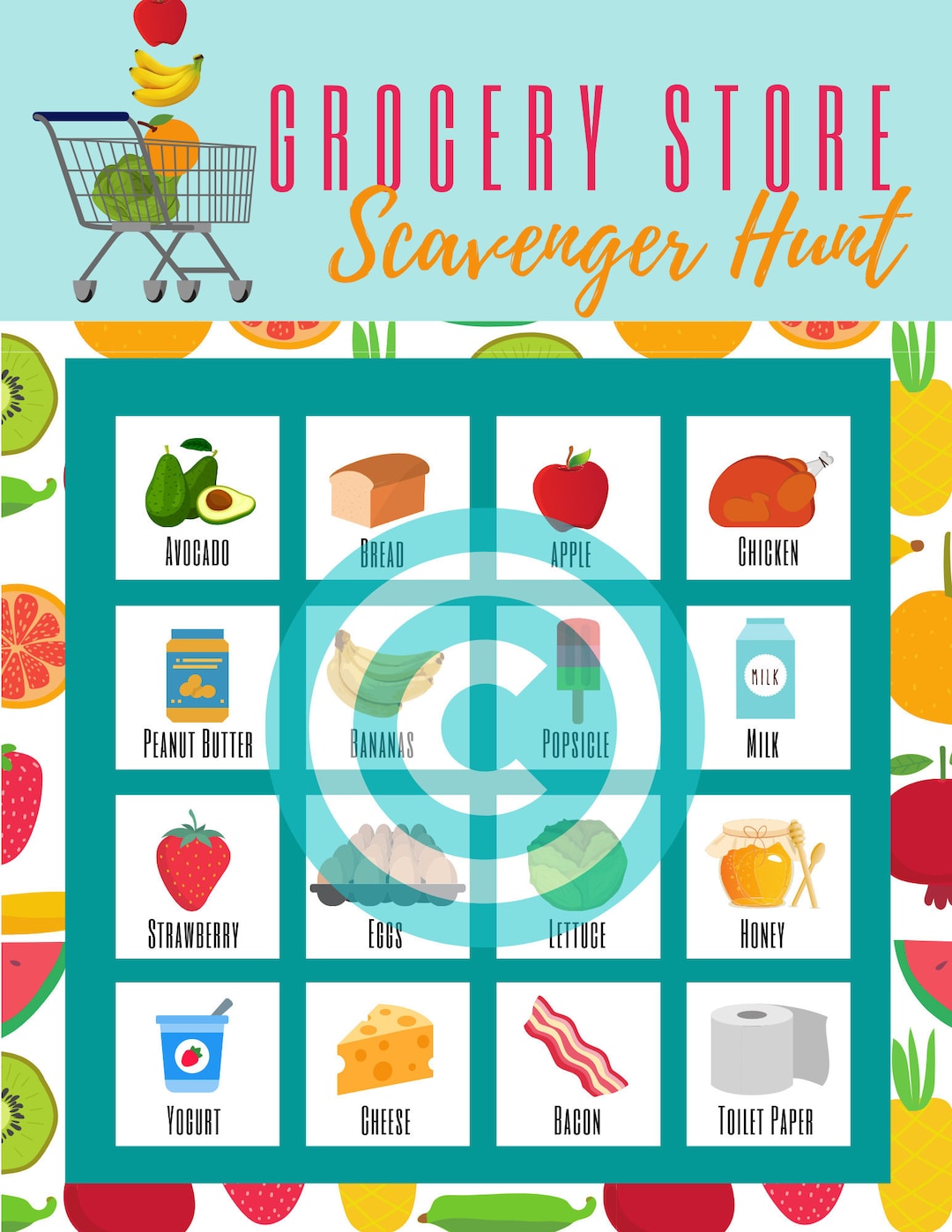 Grocery Store Scavenger Hunt Printable - Etsy