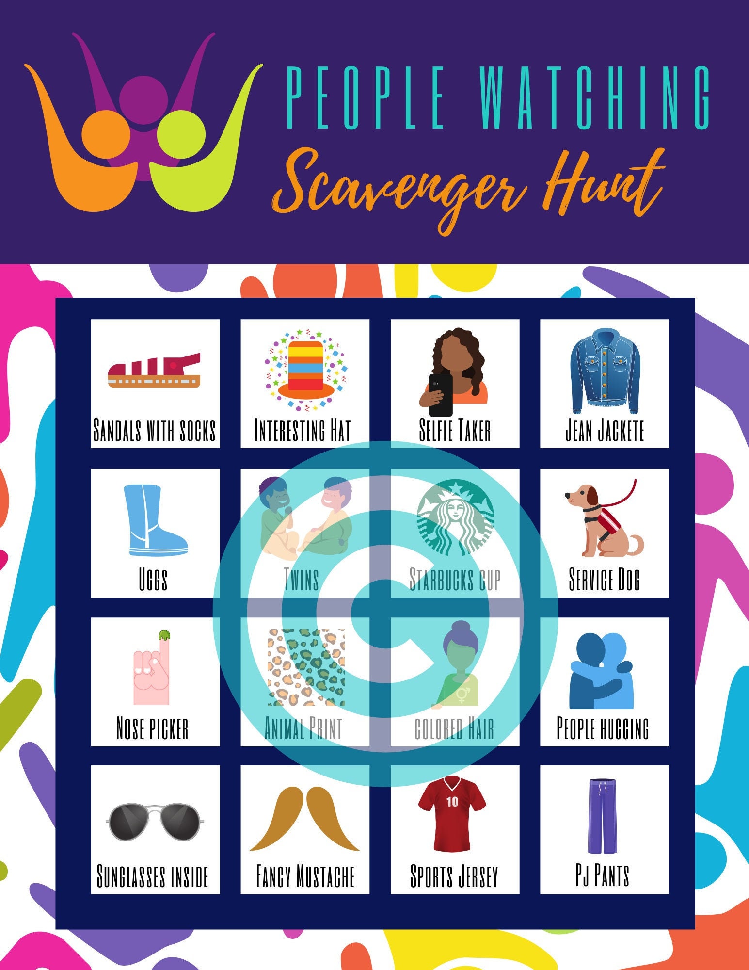 People Watching Scavenger Hunt (printable) - Etsy Singapore