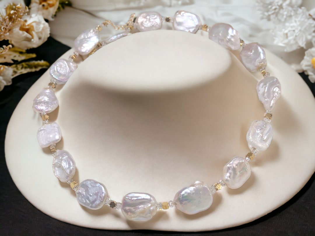 15mm Lustre Freshwater Square Baroque Pearls Chunky Necklace - Etsy