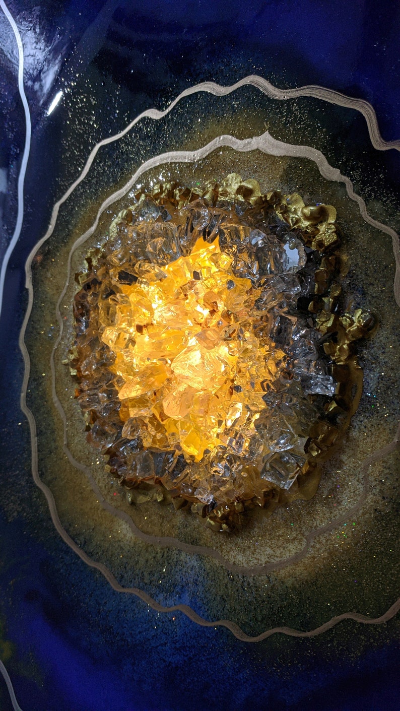 Resin Geode Art Backlit Wall Decor Azurite Druzy Blue Resin - Etsy
