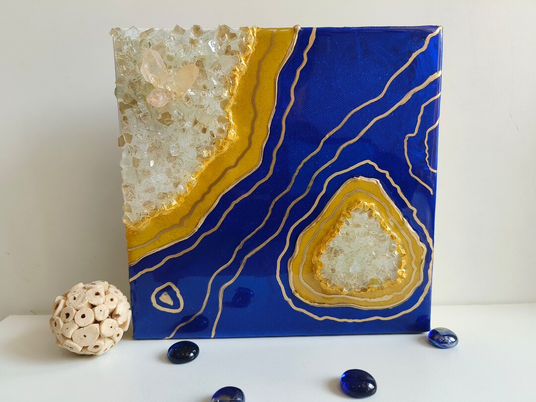 Wall Art, Resin Geode Art, Resin Wall Art, Blue Geode, Wall Decor ...
