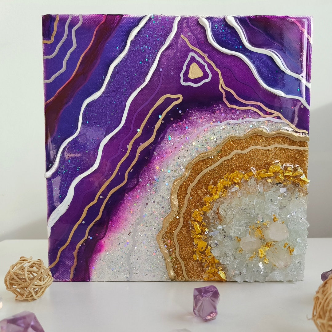Wall Art, Resin Geode Art, Resin Wall Art, Purple Geode, Wall Decor ...