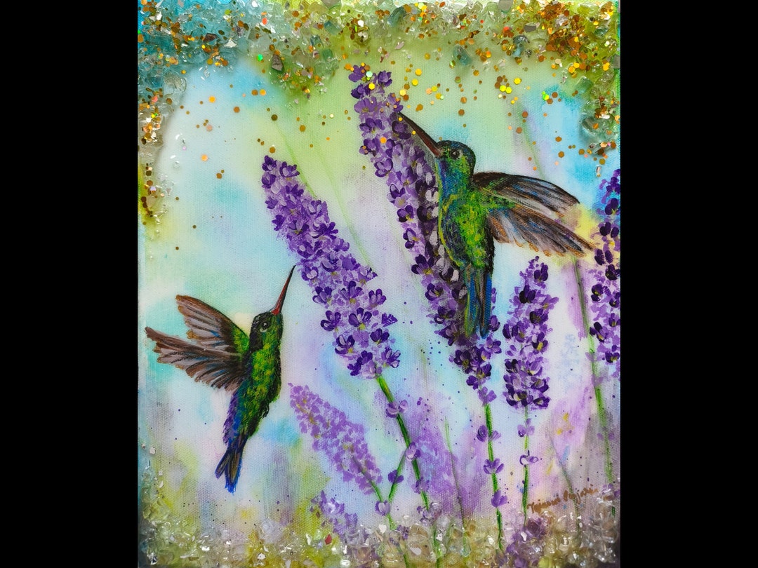 Humming Bird Painting Resin Art Resin Geode Art Crushed - Etsy