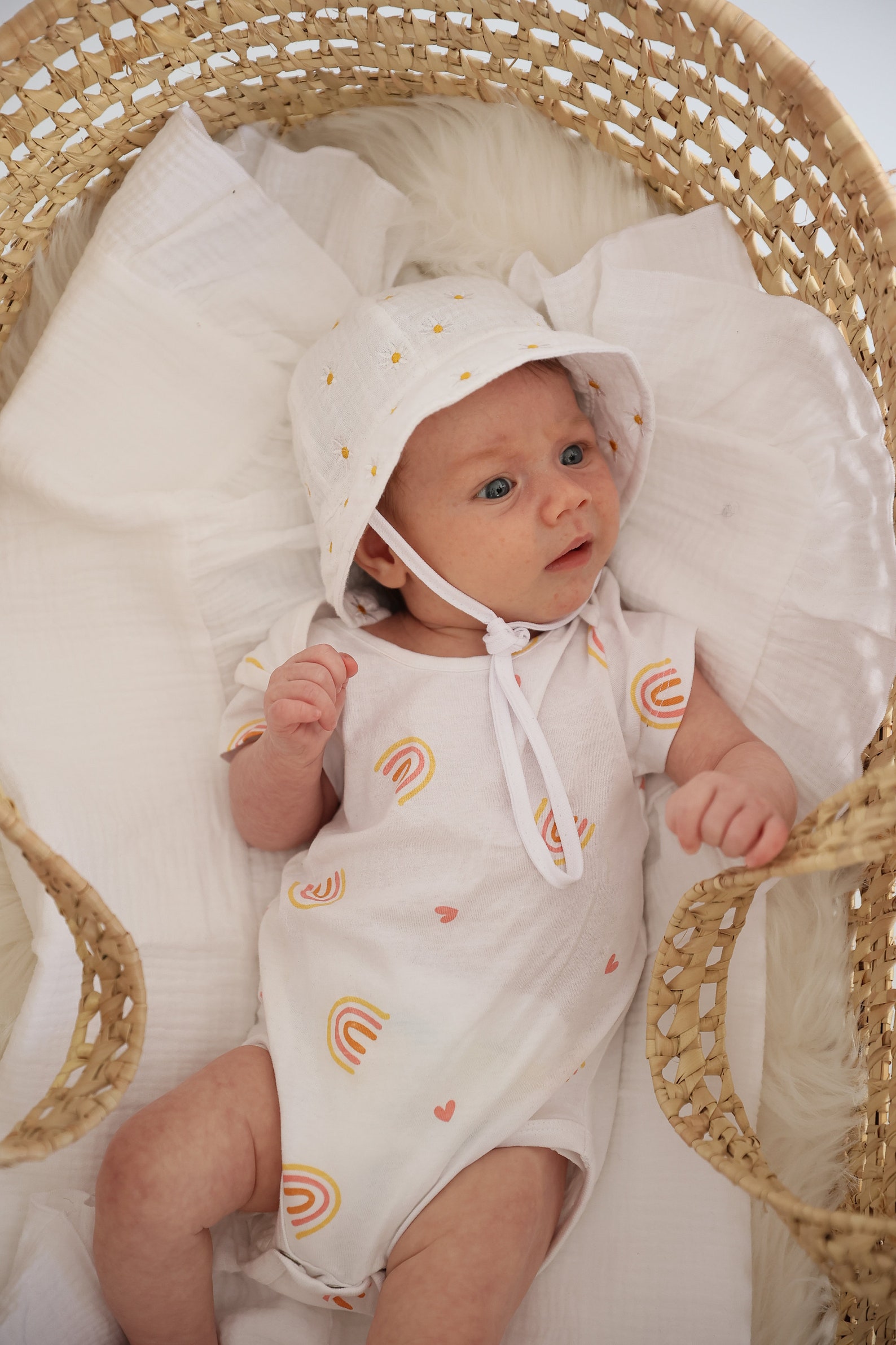 Baby Handmade Panama With Daisy and Cherry Embroidery, With Bow ...