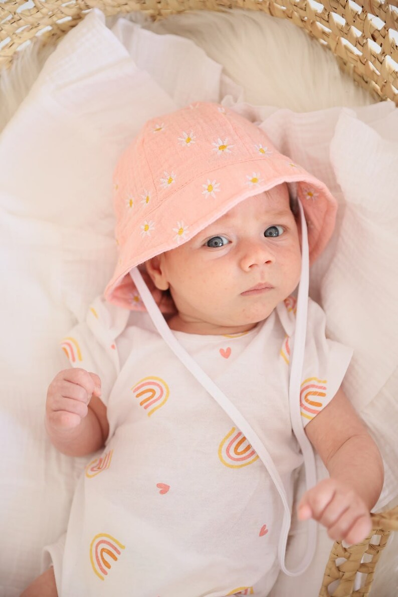 Baby Handmade Panama With Daisy and Cherry Embroidery, With Bow ...