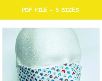 PDF Face Mask Pattern Template Adult Face Mask Sewing Pattern - Etsy