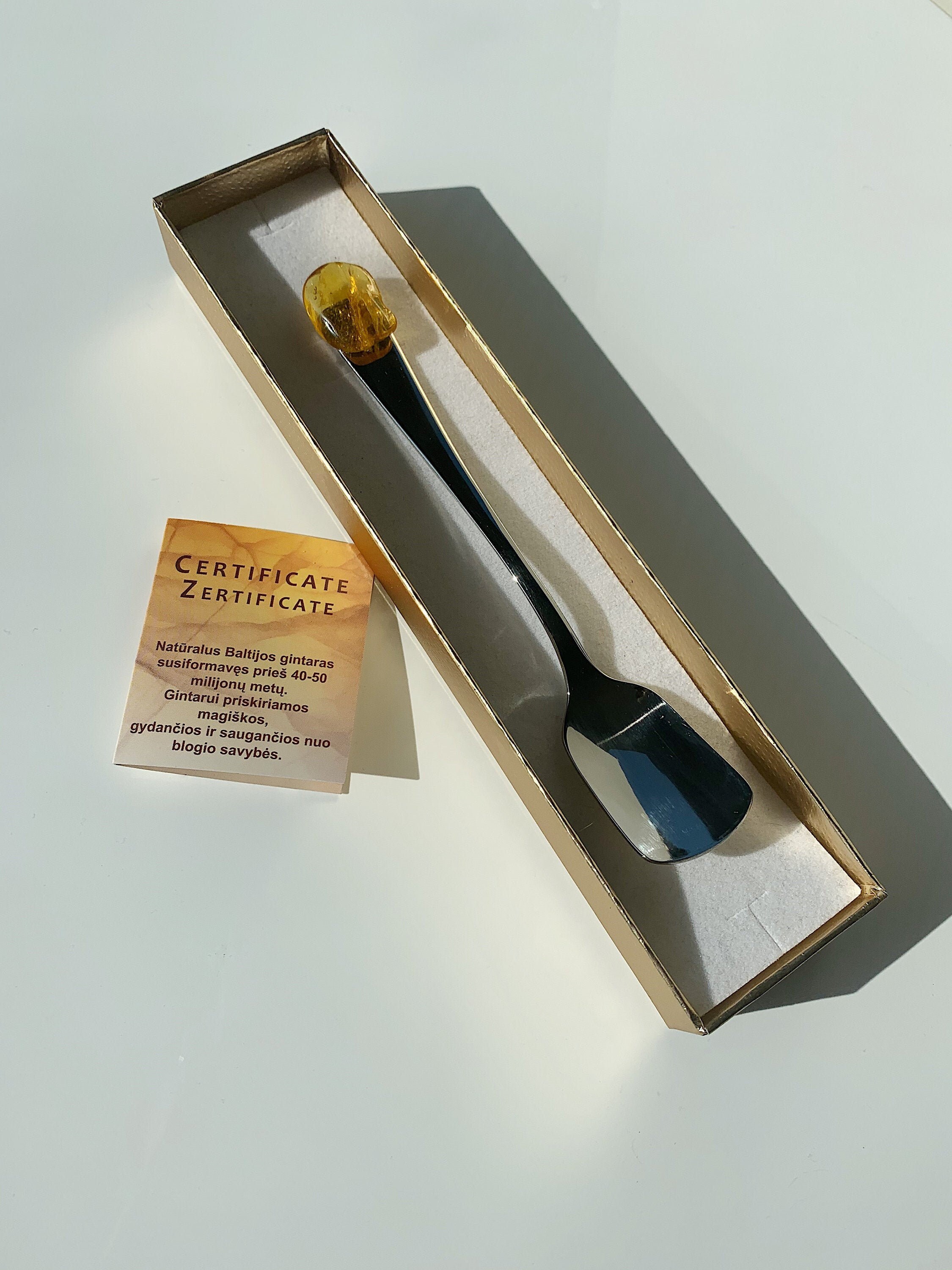 Luxury Spoon for Dessert With the Natural Baltic Amber Piece - Etsy UK