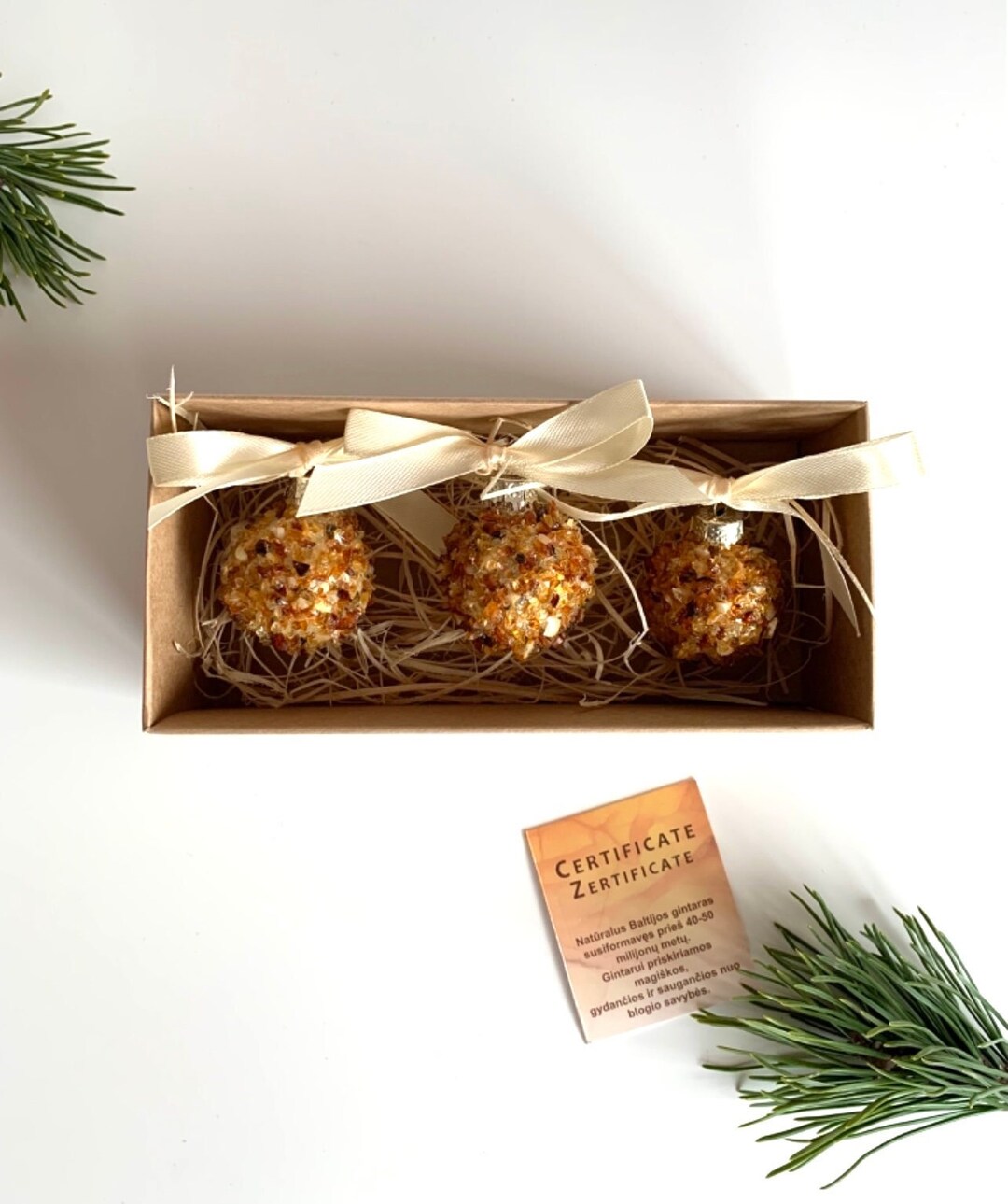 Christmas Tree Decoration SET With the Natural Baltic Amber | Amber ...