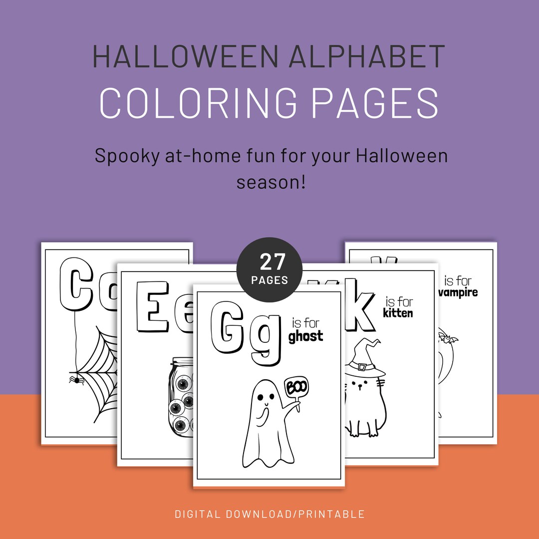 Halloween Alphabet Coloring Pages / Printable Coloring Pages / - Etsy
