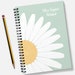 Personalised Mint Green A5 Lined Notebook With a Daisy Print, Spiral ...