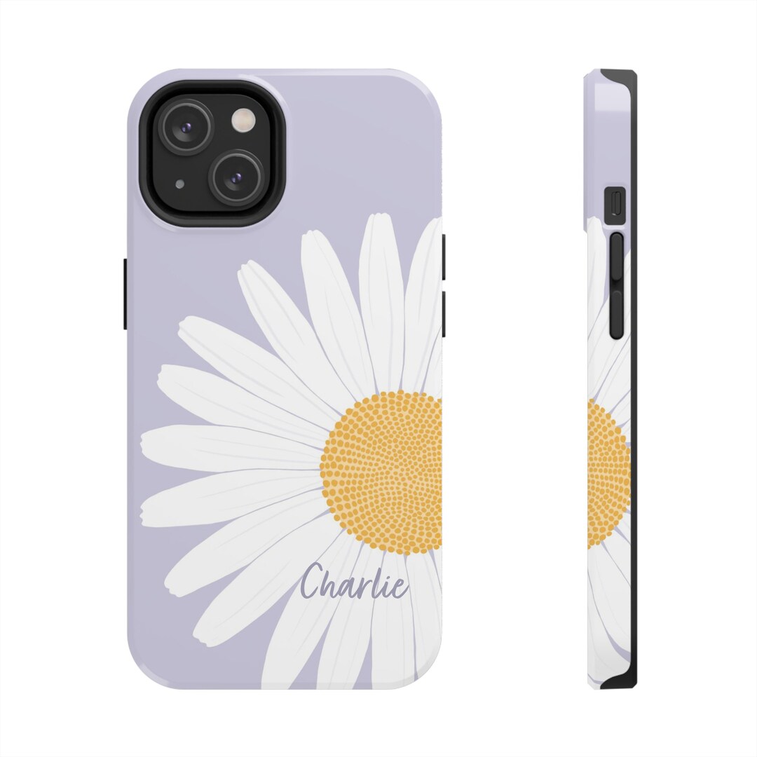 Lilac Floral Phone Case Personalised Daisy Flower on Purple - Etsy