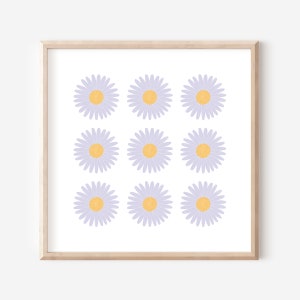 Set of 4 Square Art Prints, Lilac Floral Wall Art, Girls Bedroom Wall ...