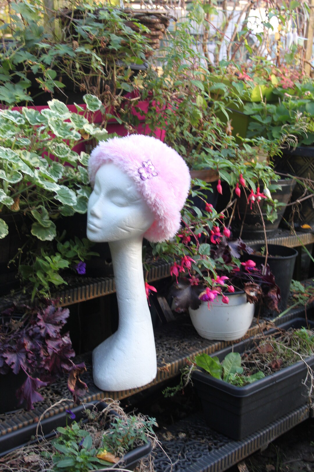 Baby Pink Hand Knitted Immitation Fur Effect Beanie Ski Hat - Etsy
