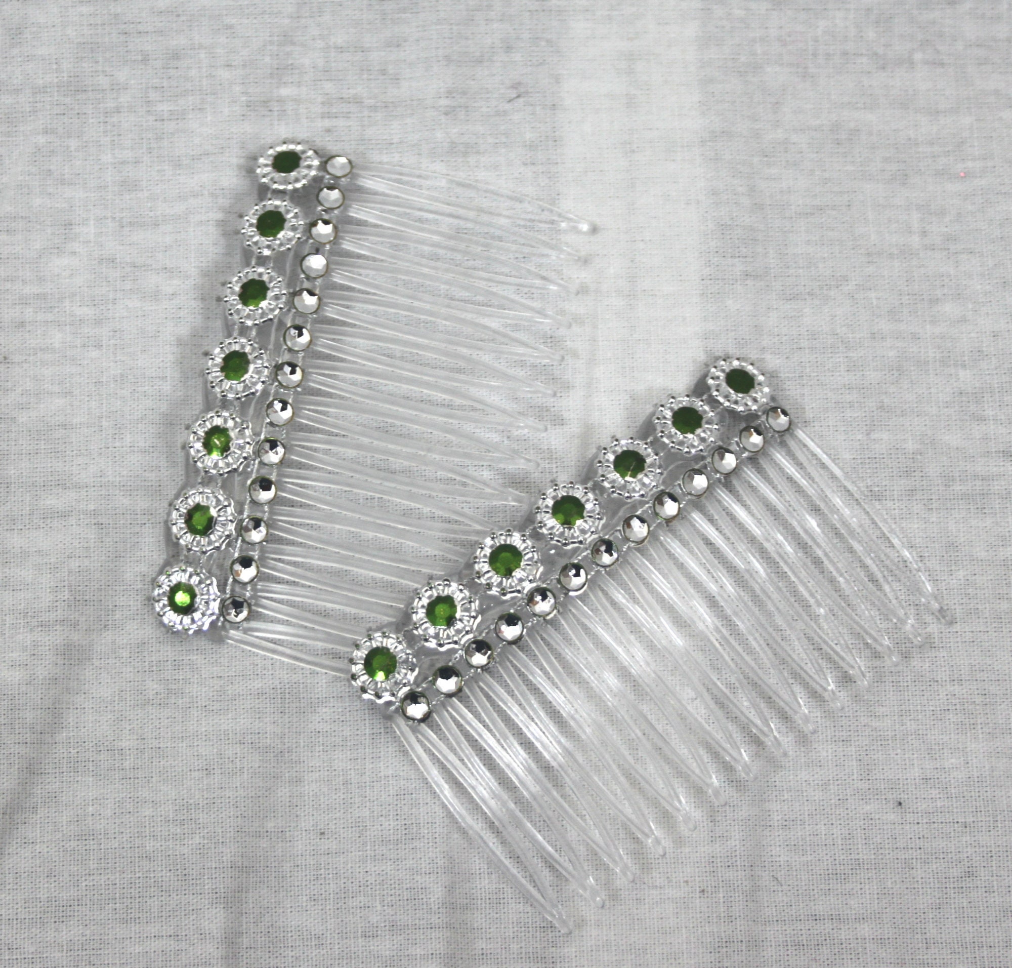 2 Pack of Emerald Green Grip Hair Combs Slides 7cm & Diamante | Etsy