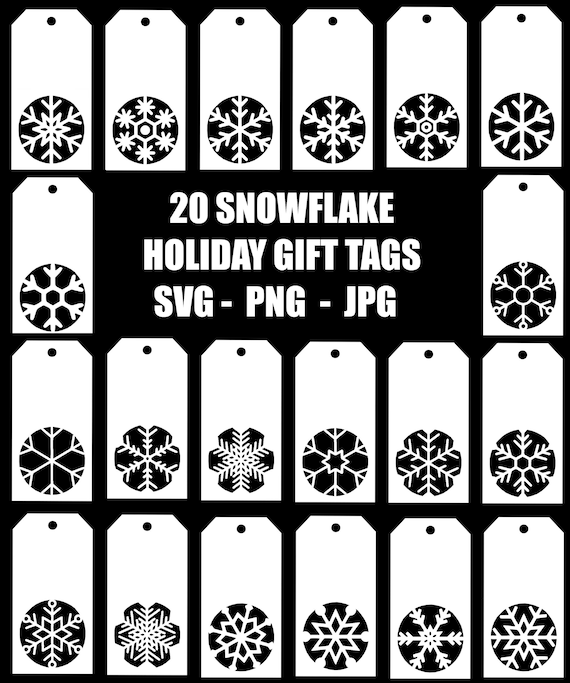 20 Snowflake Holiday Gift Tags Printable Download | Etsy
