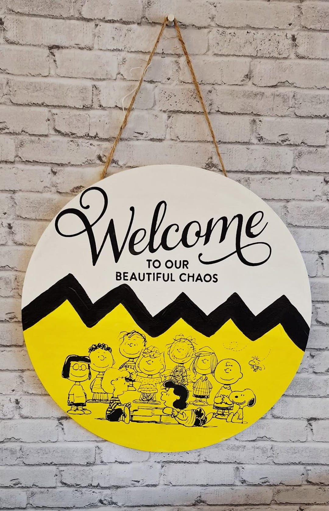 Peanuts Welcome Sign, Painted Home Decor - Etsy