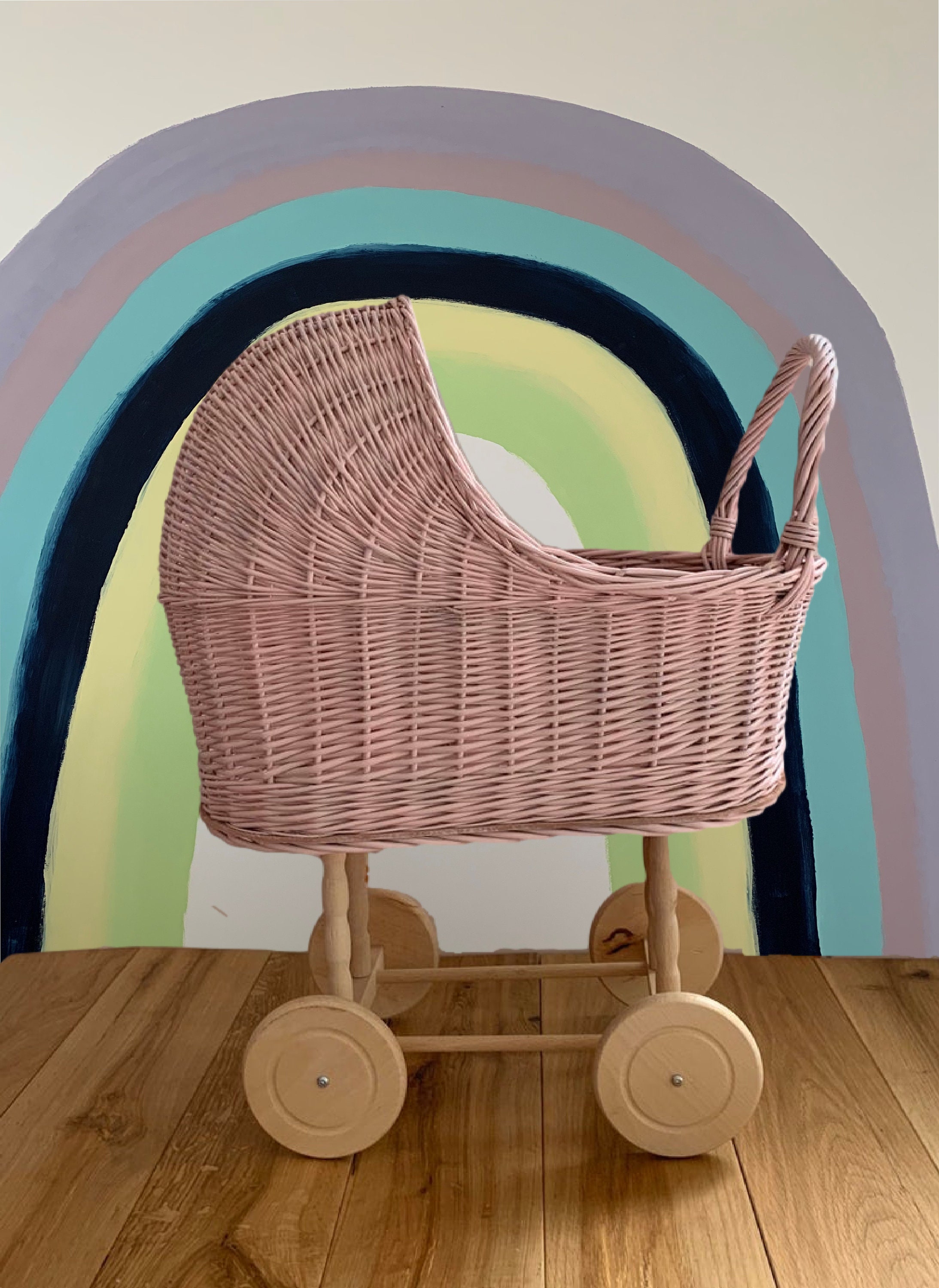 Tall customisable Natural Wicker Rattan Dolls Pram Choose | Etsy