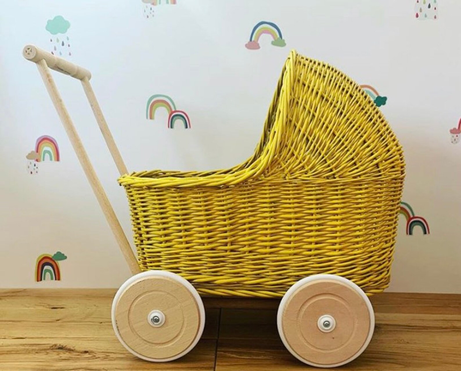 CUSTOMISABLE Handmade Natural Wicker Rattan Dolls Pram Choose - Etsy