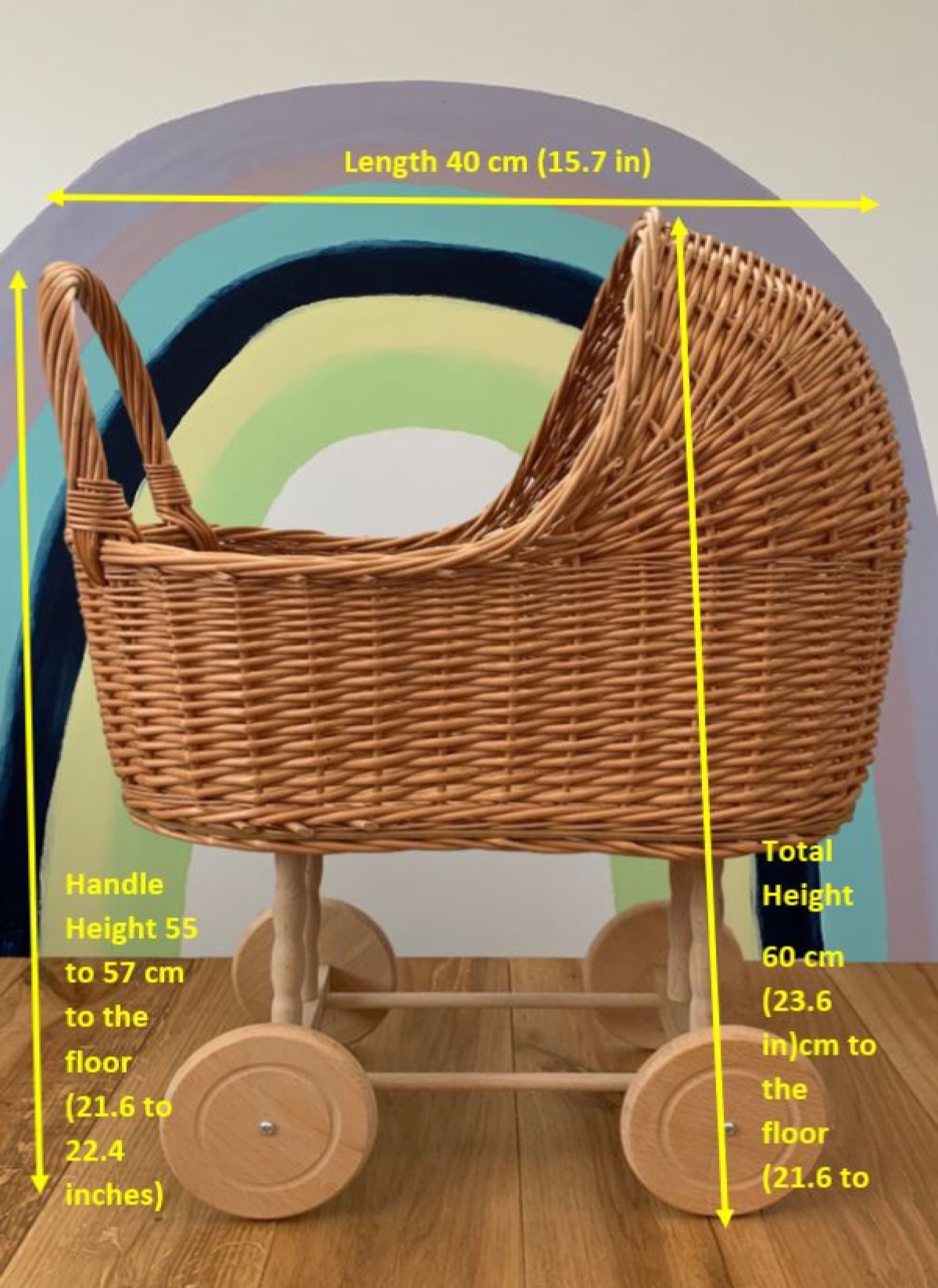 Tall customisable Natural Wicker Rattan Dolls Pram Choose | Etsy