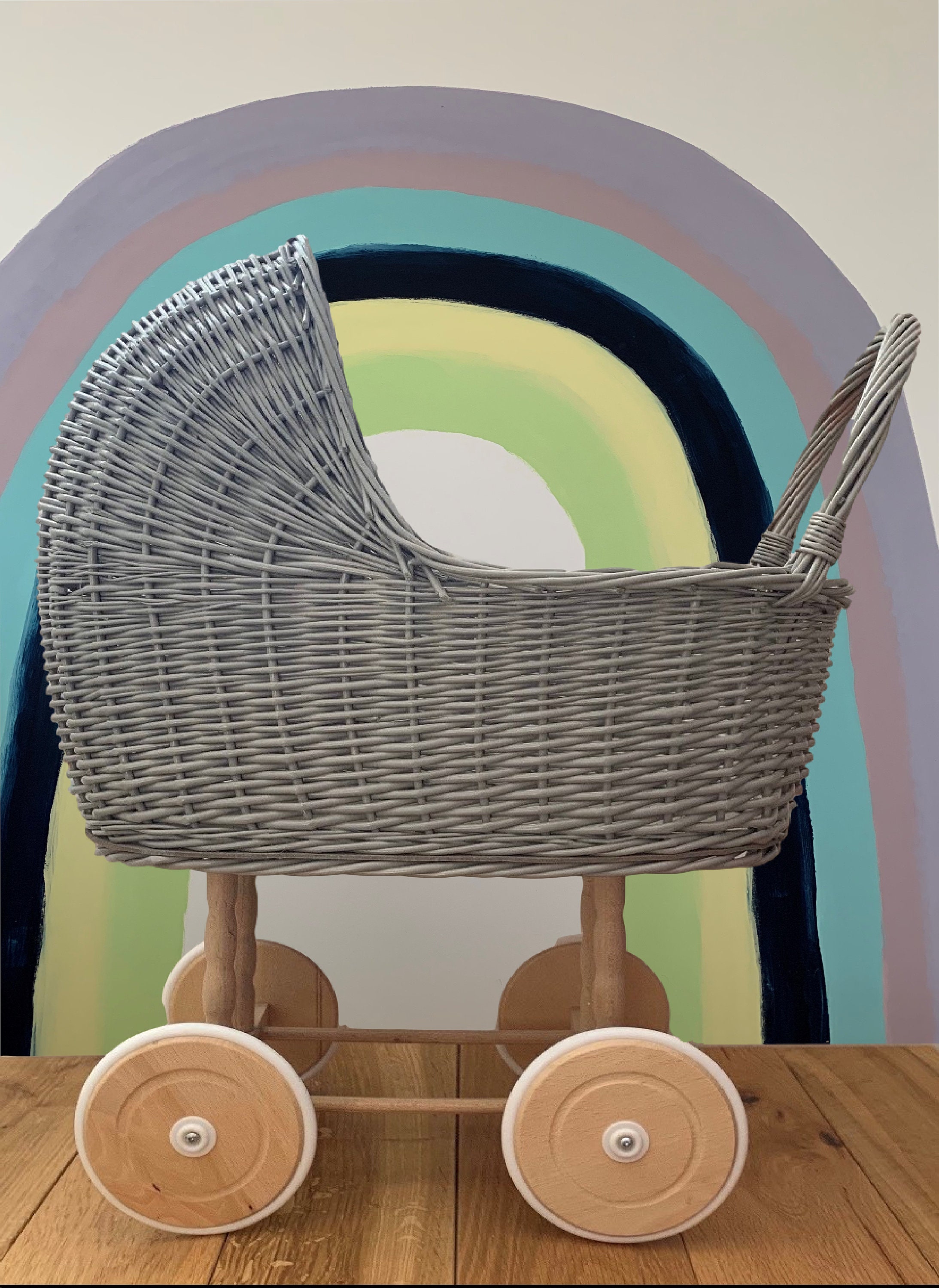 Tall customisable Natural Wicker Rattan Dolls Pram Choose | Etsy