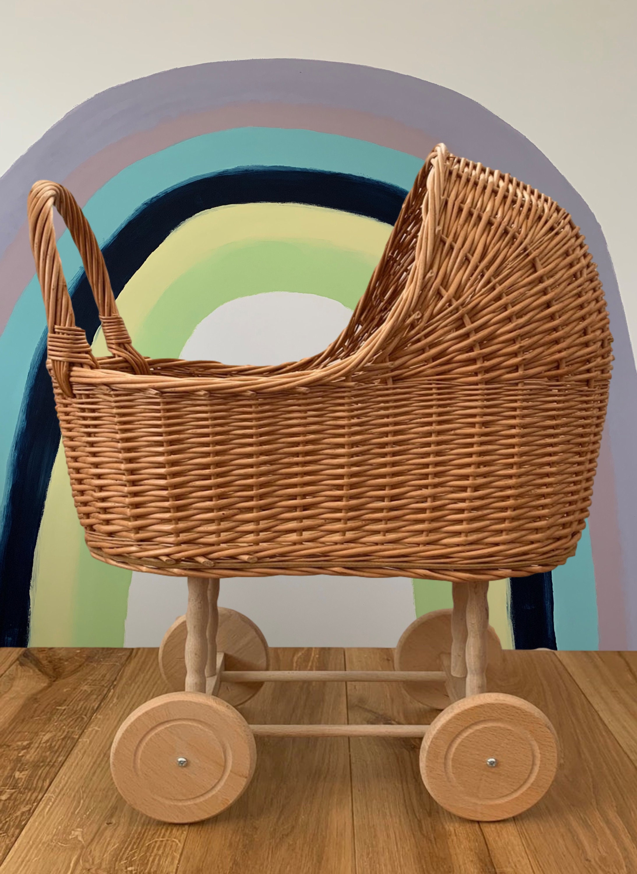 Tall customisable Natural Wicker Rattan Dolls Pram Choose | Etsy