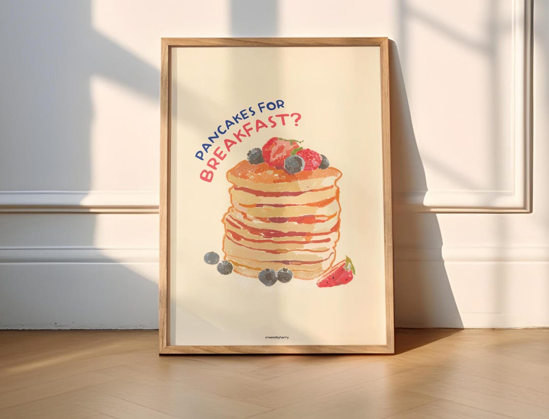 Pancakes for Breakfast Wall Art Print | Hand-illustrated Kitchen Poster ...