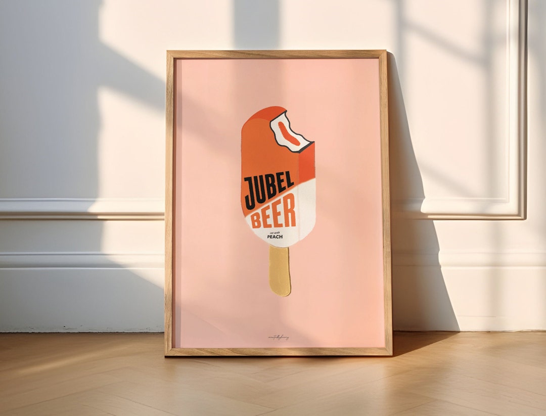 Jubel Peach Beer Ice Cream Summer Print | Vibrant Illustrated Poster ...