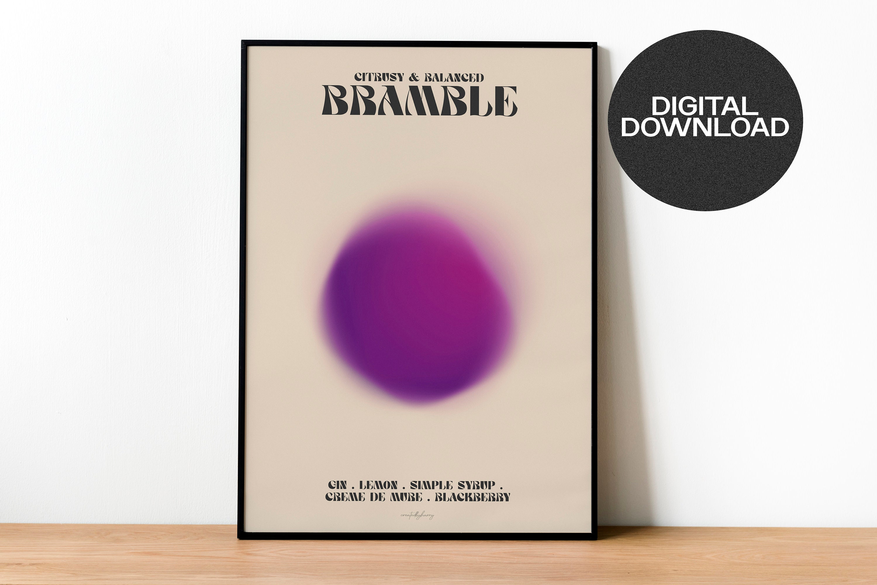 PRINTABLE Bramble Cocktail Digital Print, Mixology Collection, Vibrant ...