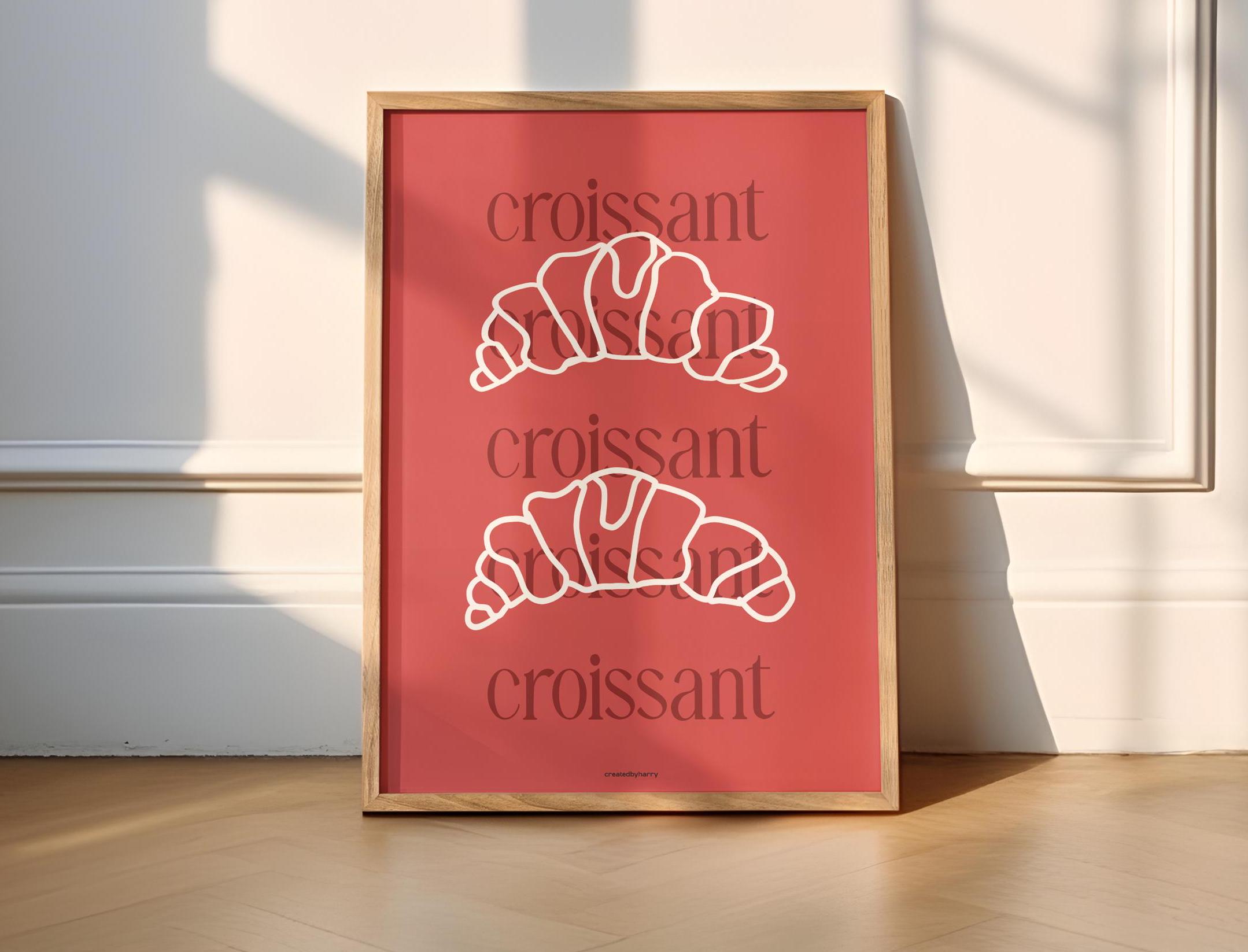 Croissant Wall Art Print | Minimalistic Illustrated Poster Print - Etsy