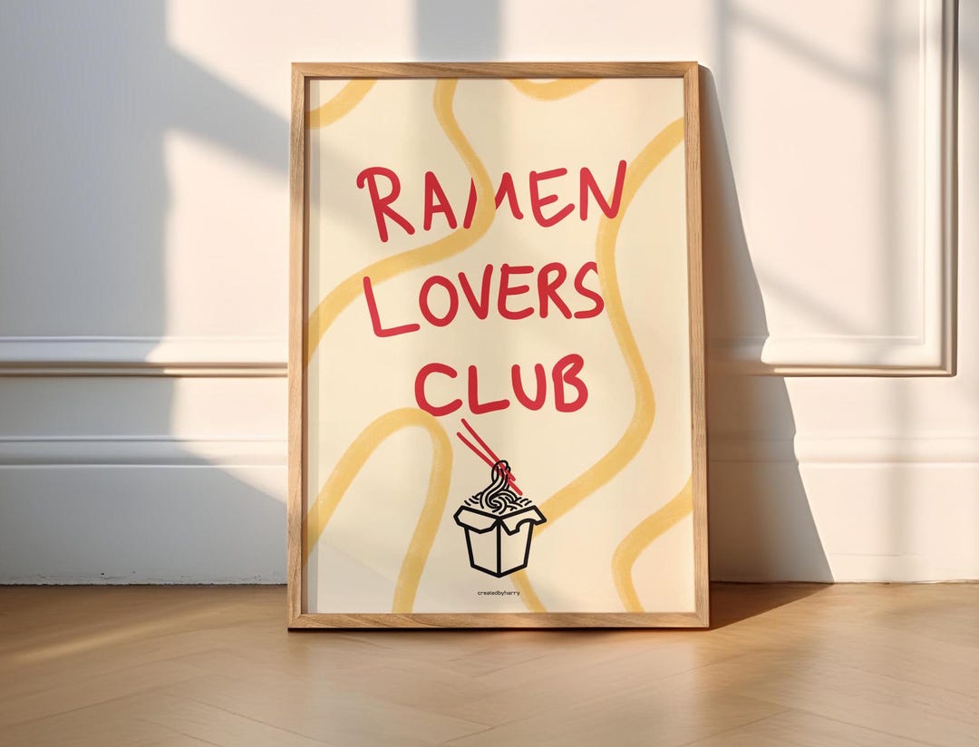 Ramen Lovers Club Wall Art Print | Vibrant Illustrated Kitchen Poster ...