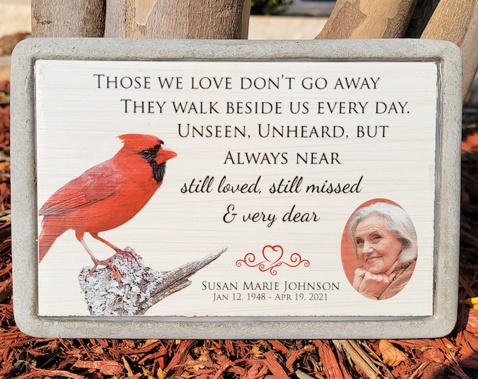 Cardinal Memorial Stone With Personalized Photo. Indoor/outdoor ...