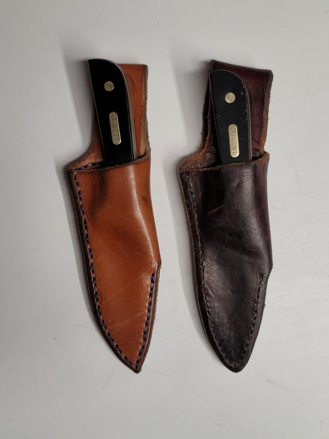 Hand Made and Stitched Leather Sheath W/ Old Timer 1560T Lil' Finger - Etsy