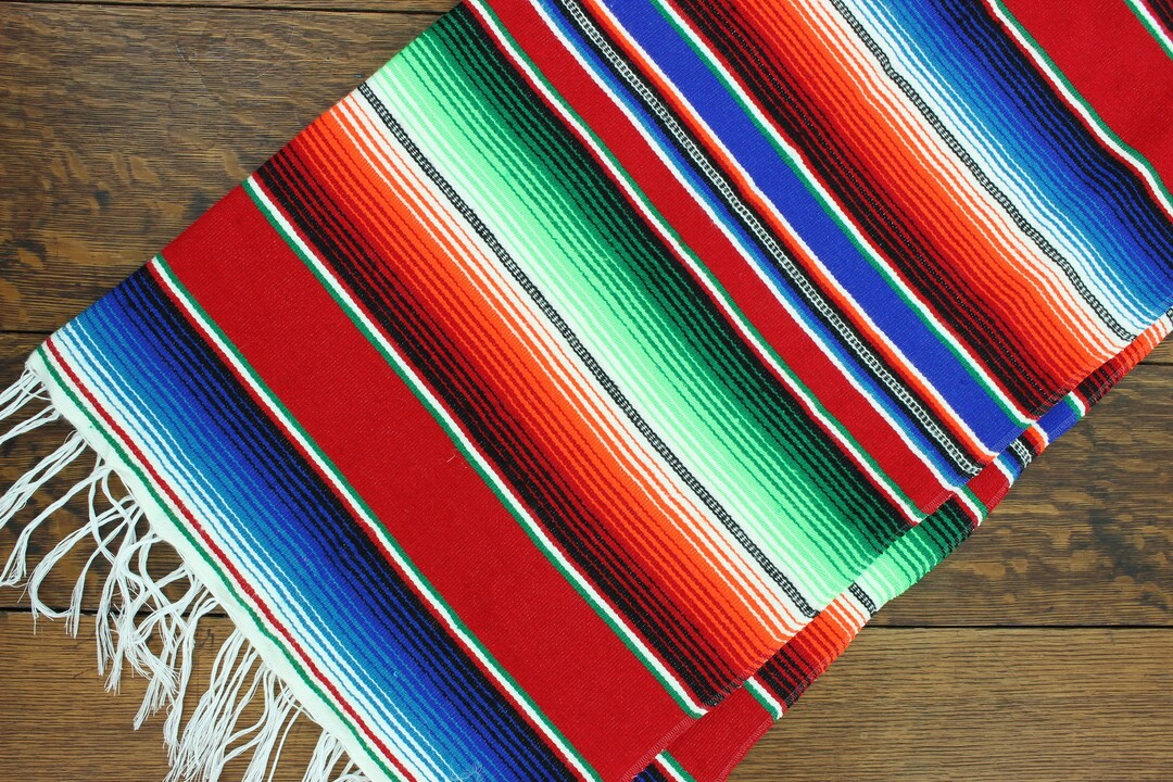 Handwoven Bright Red Striped Mexican Serape Fringed Jorongo - Etsy UK