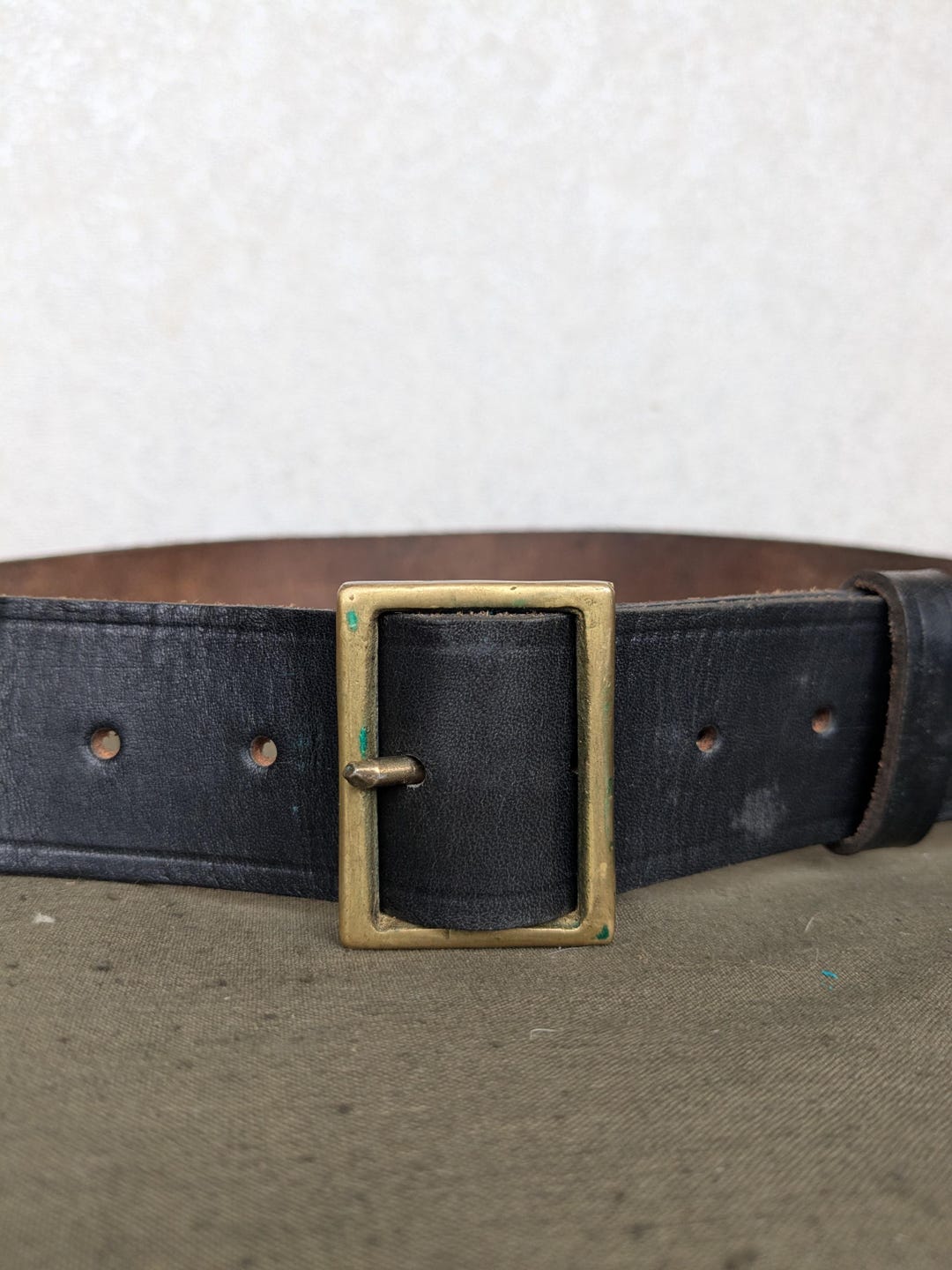 Vintage 70-80s Army Soldiers Black Leather Belt - Etsy