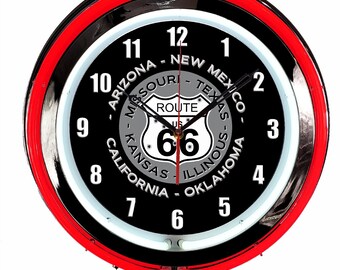 Home & Living Wall Hangings Mother Road Route 66 Garage Clock Nostalgic ...