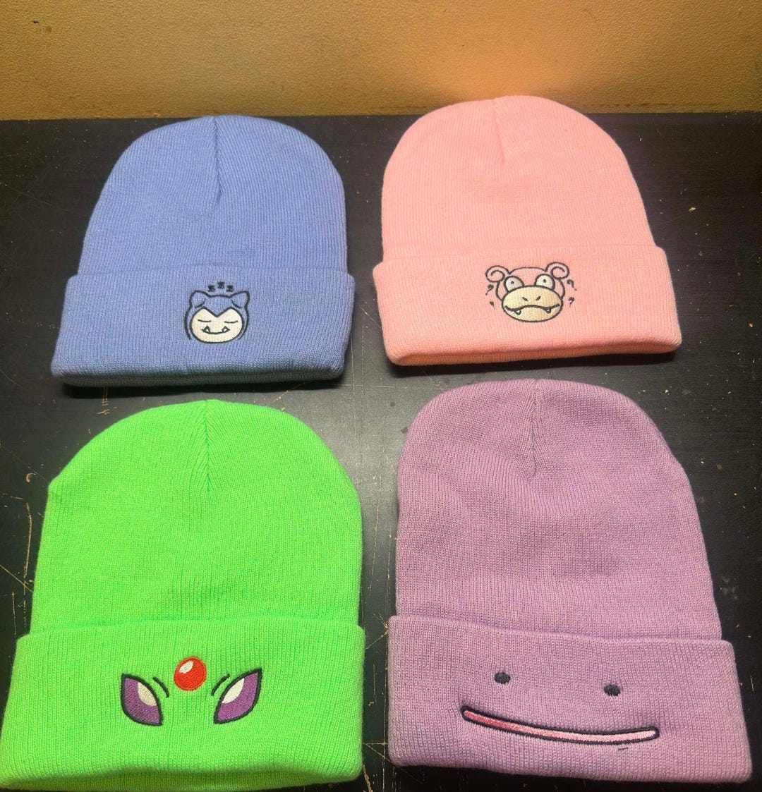 2024 Snorlax, Slowpoke, Espeon, Ditto Beanie Purple Pink Neon Green ...