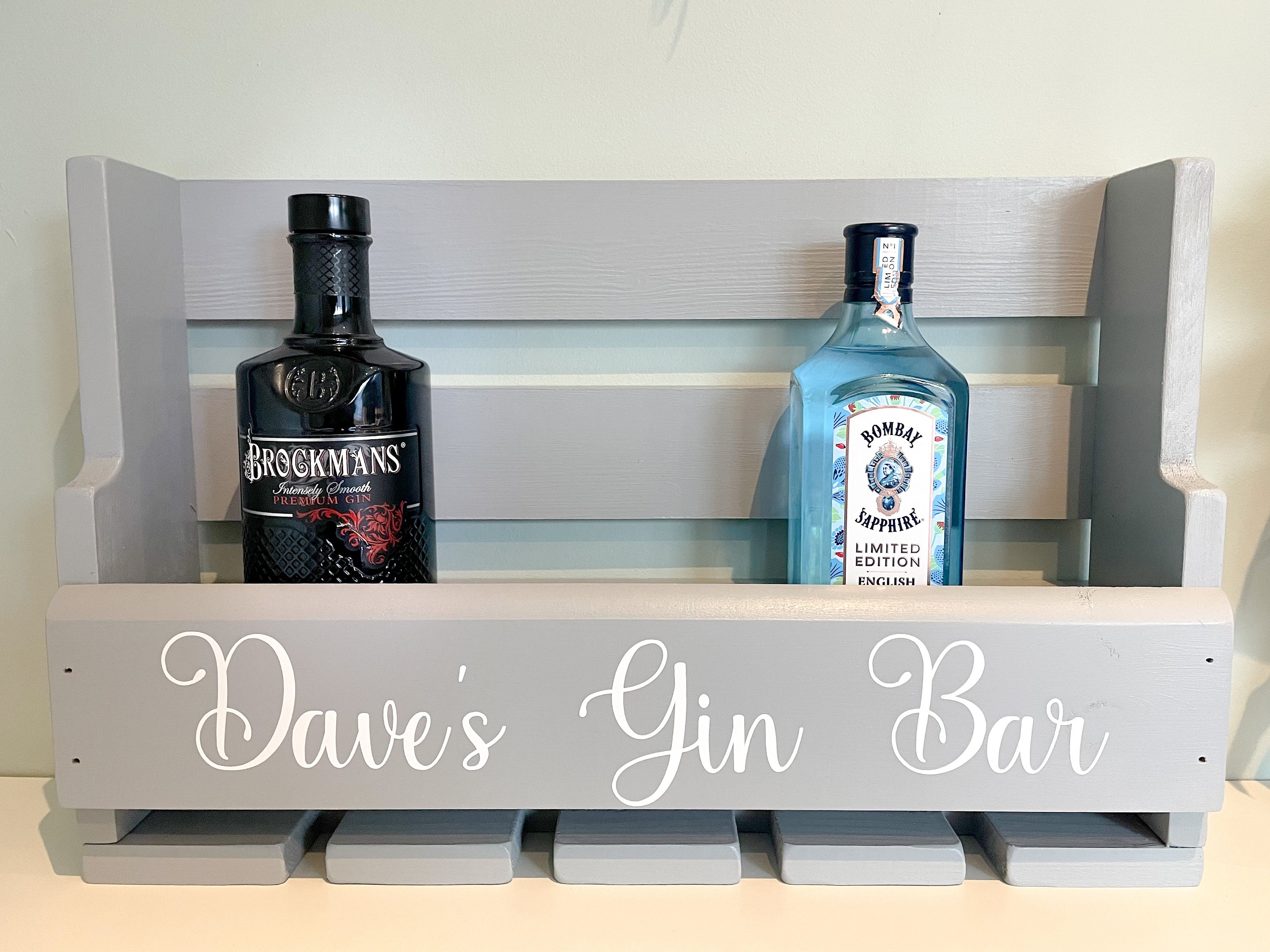 Grey Home Bar, Gin Rack, Wine & Gin Glass Holder, Drinks Rack, Prosecco ...