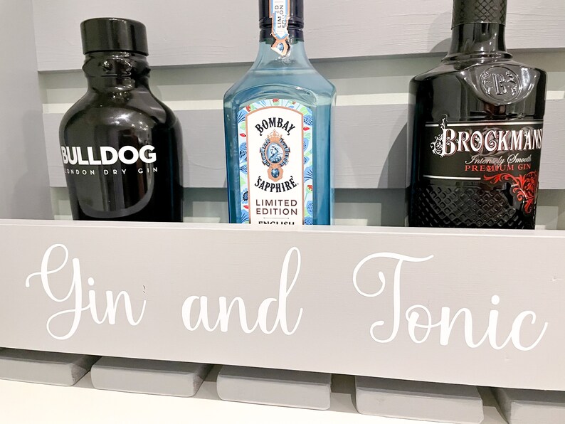 Grey Home Bar, Gin Rack, Wine & Gin Glass Holder, Drinks Rack, Prosecco ...