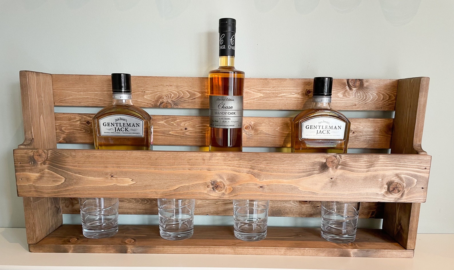 Rustic Home Bar Whisky Rum Shelf Tumbler Glass Holder | Etsy