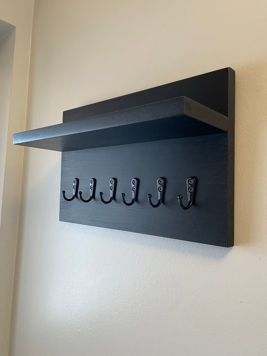 Black Key Hook With Shelf, Key Holder, Handmade Gift, Custom Made, Key ...